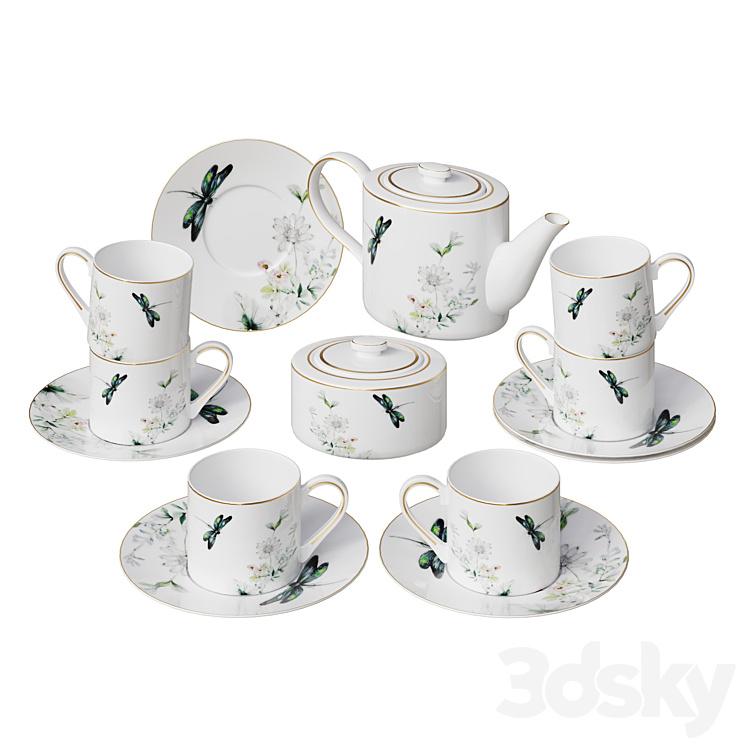 Tea set Dragonfly - Tableware - 3D model