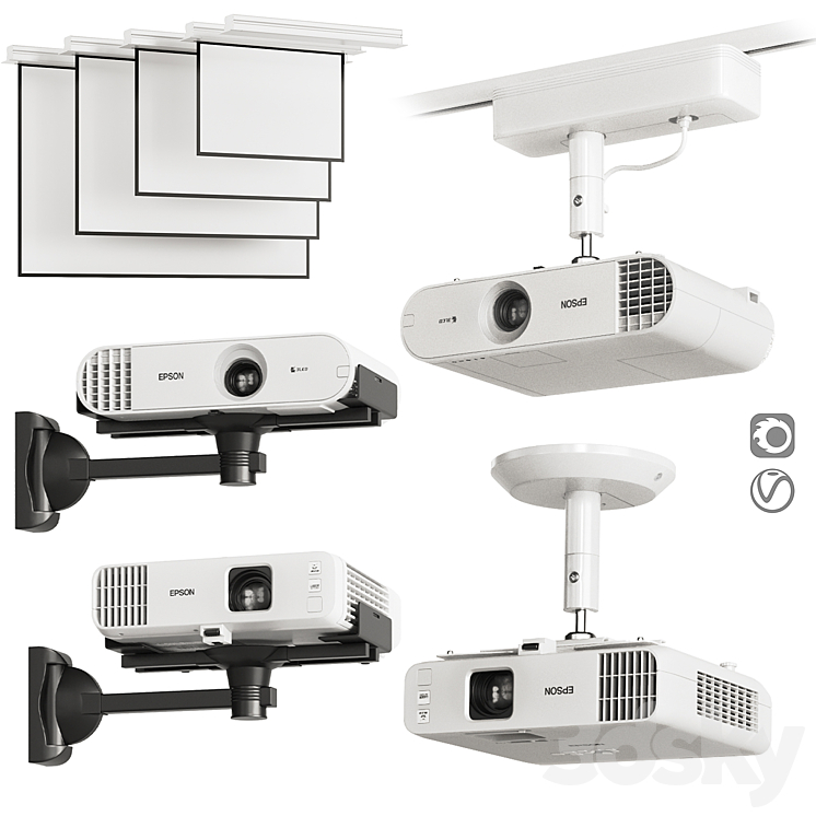 Set of Epson projectors. - PC & other electronics - 3D model