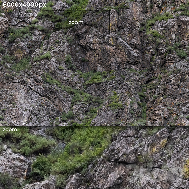6k Fragment of a rock with vegetation - Natural materials - 3D model