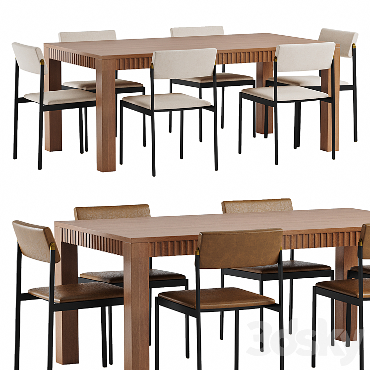 Marlie Table and Freeman Pivot Chair - Table + Chair - 3D model