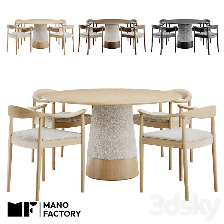 (OM) Dining group VOLAN FABRIC+HUG by MANO FACTORY - Table + Chair - 3D ...