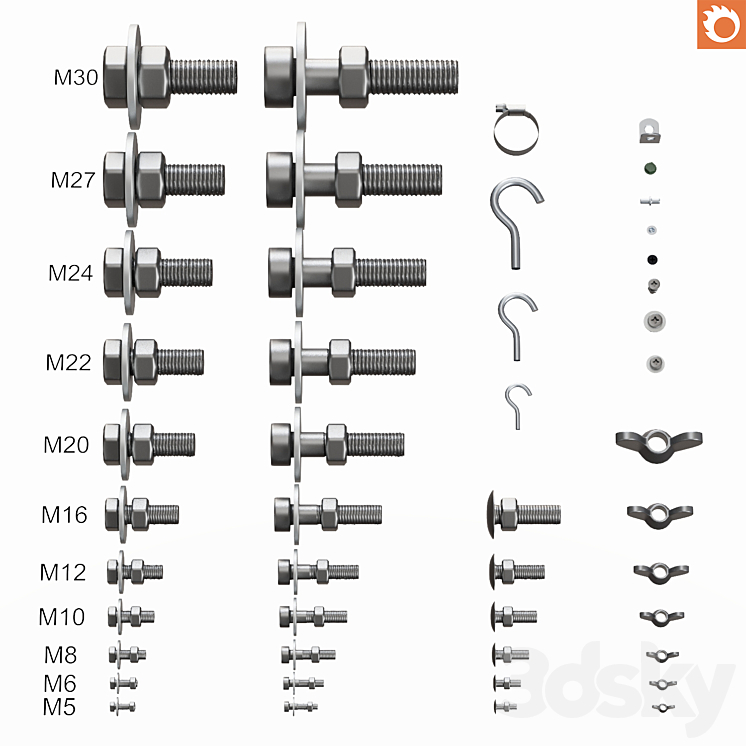 Set of fasteners - Miscellaneous - 3D model