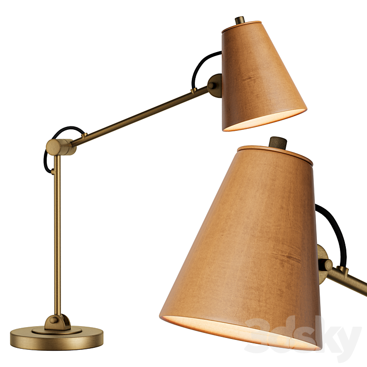 Parker Leather Task Table Lamp By Pottery Barn - Table lamp - 3D model