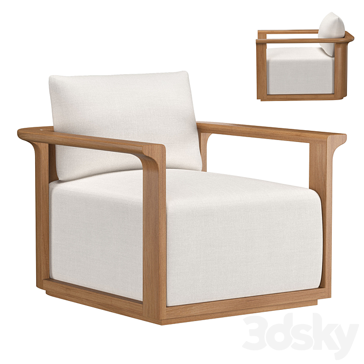 Lagos Teak Swivel Lounge Chair - Arm chair - 3D model