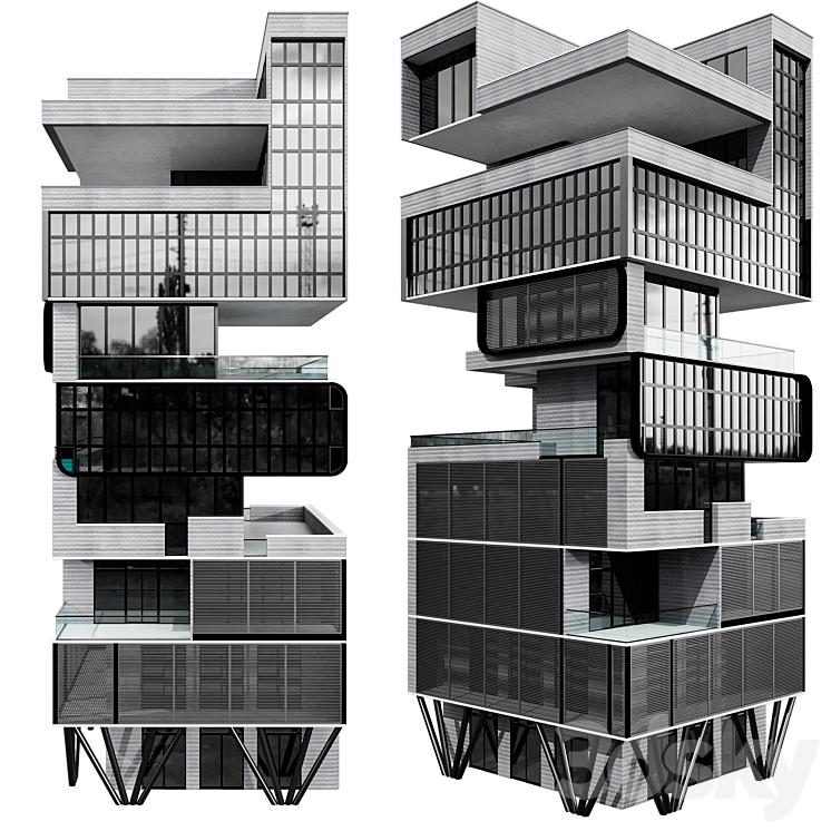 High-tech Tower Building No146 - Building - 3D model