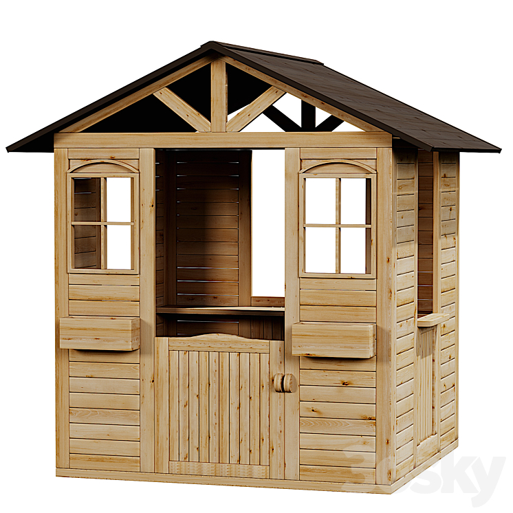 EROMMY Wooden Adventure Cottage Playhouse - Playground - 3D model
