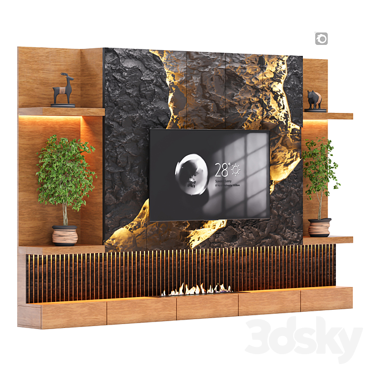 Stone-TV Wall-03 - TV Wall - 3D model