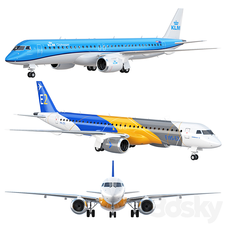 Embraer E195 E2 aircraft - Air Transport - 3D model