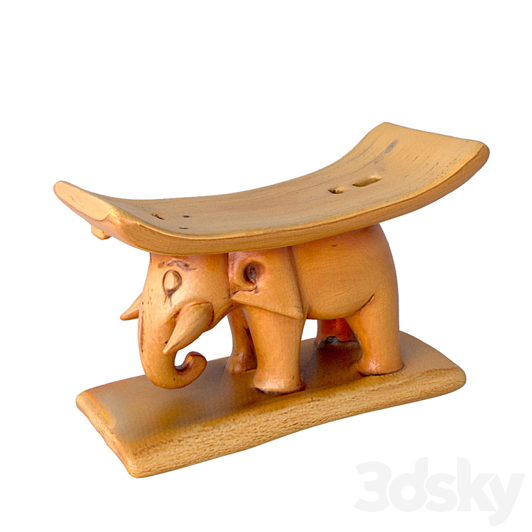 Ashanti Small Wood Elephant Stool - Chair - 3D model