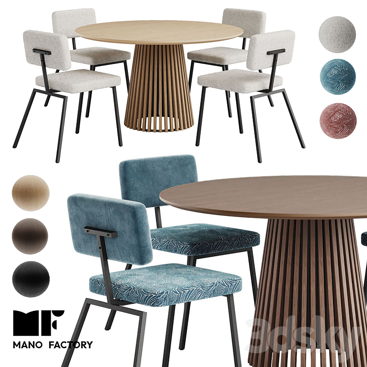 (OM)Table group VOLAN WOOD+KRAB from MANO FACTORY - Table + Chair - 3D ...