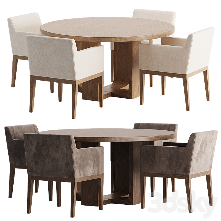 Morgan & Bronte Dining Set 010 by rh.com - Table + Chair - 3D model