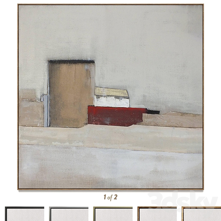 Plaster two square photo frames B-203 - Frame - 3D model
