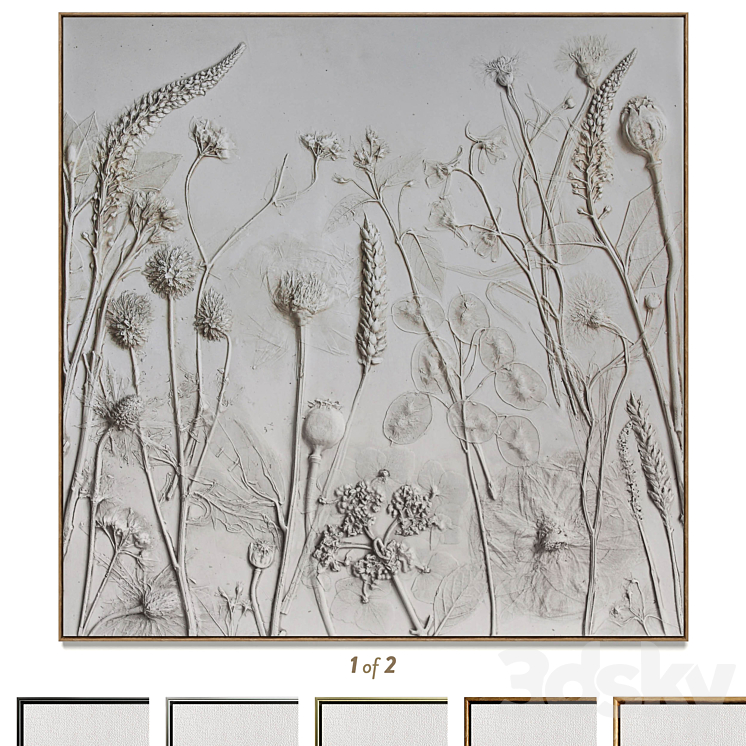Plaster two square photo frames B-206 - Frame - 3D model