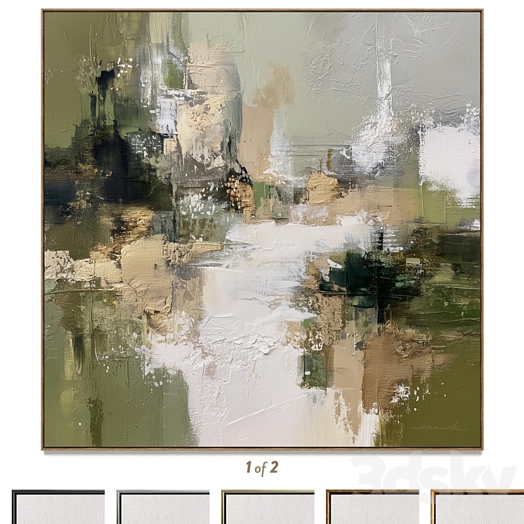 Plaster two square photo frames B-208 - Frame - 3D model