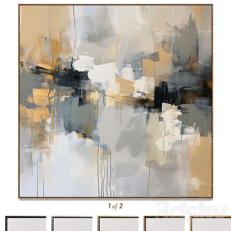Plaster two square photo frames B-209 - Frame - 3D model