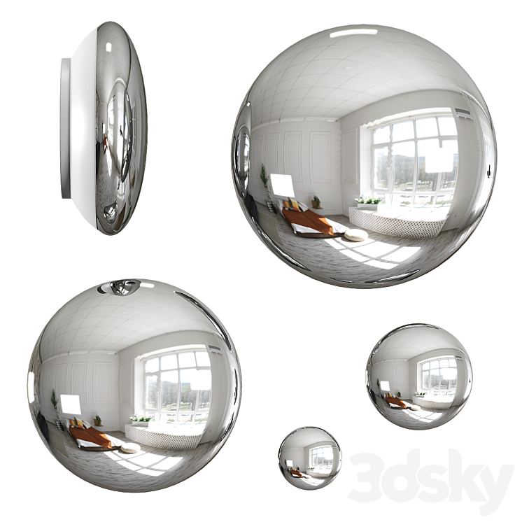 Mercury Glass Orb Wall Art - Mirror - 3D model
