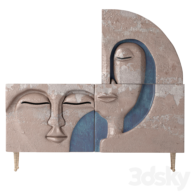 Abstract emotional faces relief console 02 - Sideboard & Chest of ...