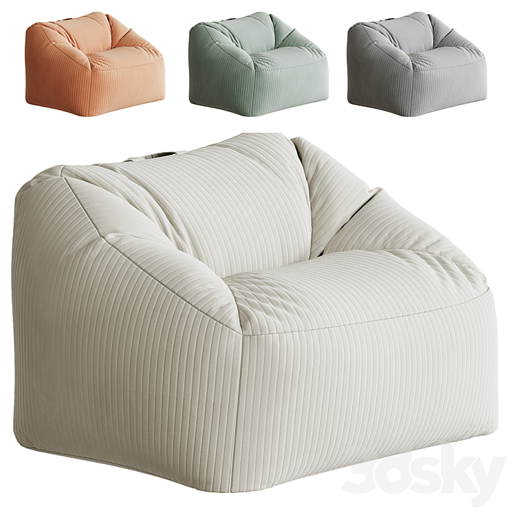 Verte Green Velvet Corduroy Kids Lounge Chair - Arm chair - 3D model