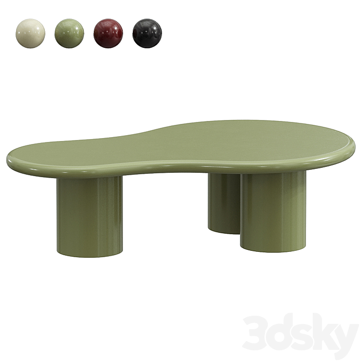 Rollins Glossy Olive Coffee Table - Table - 3D model