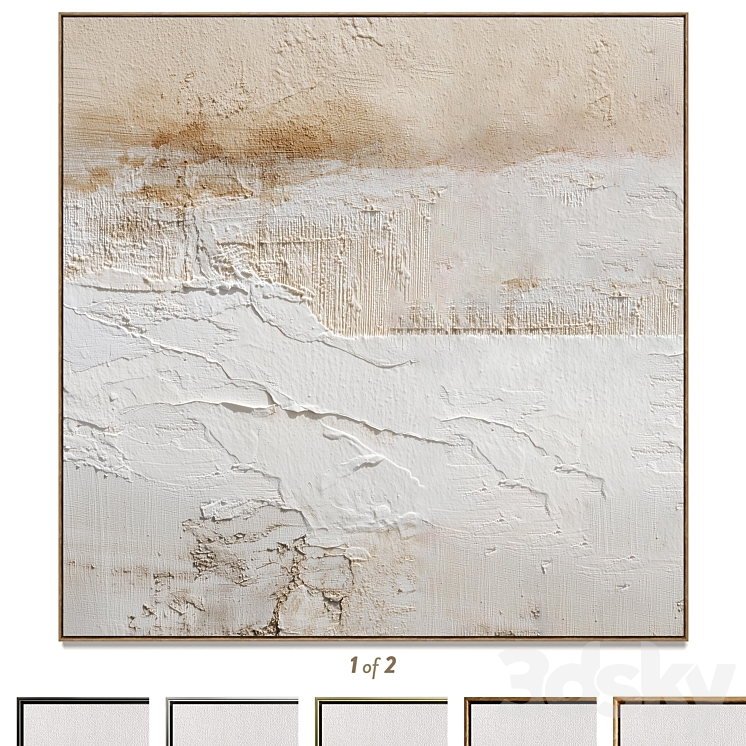 Plaster two square photo frames B-212 - Frame - 3D model