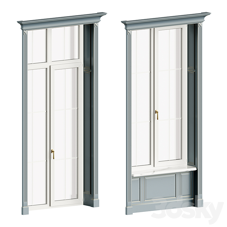 Classic style windows framing - Windows - 3D model
