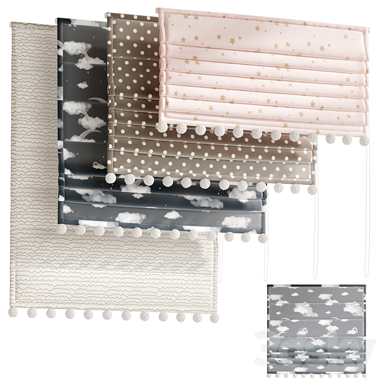 Roman blinds for children's, Roman blinds for children's - Curtain - 3D ...