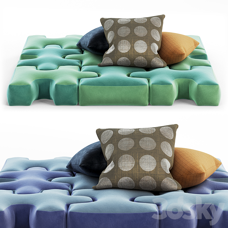 Soft poufs pillows mosaic - Pillows - 3D model