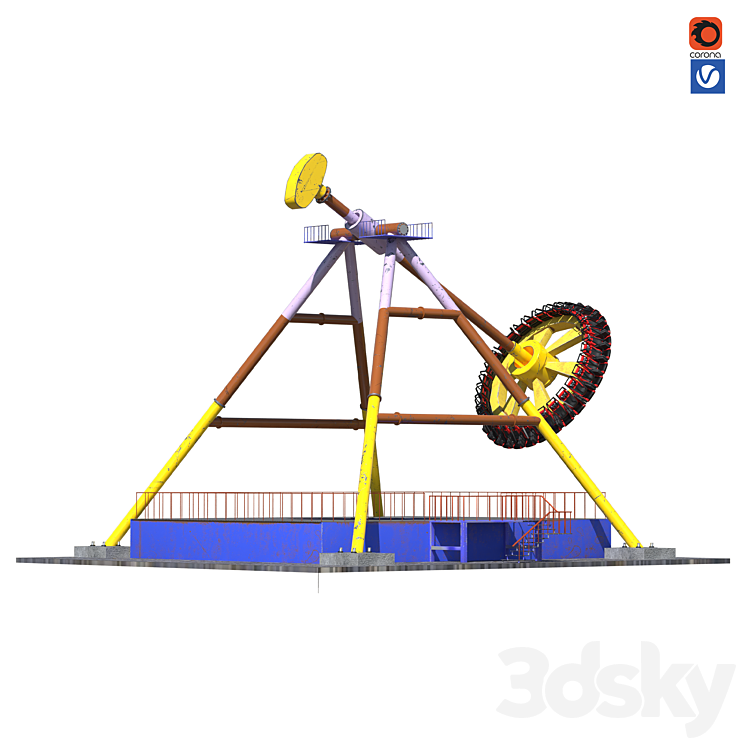 Giant Frisbee Ride - Urban environment - 3D model