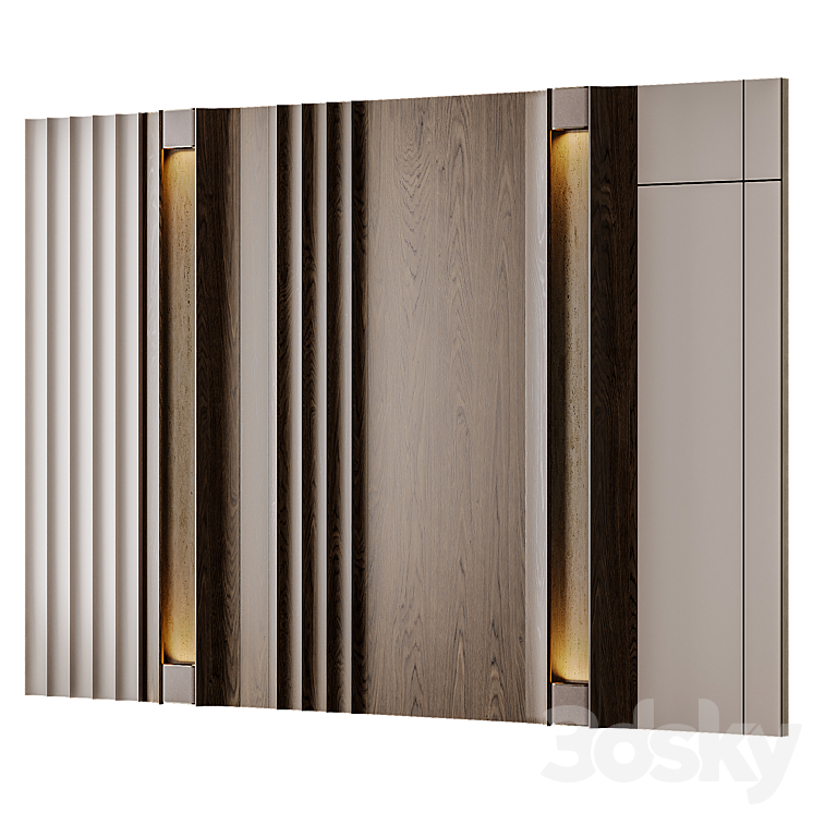 Decorative wall panel with slats and backlighting - Other decorative ...