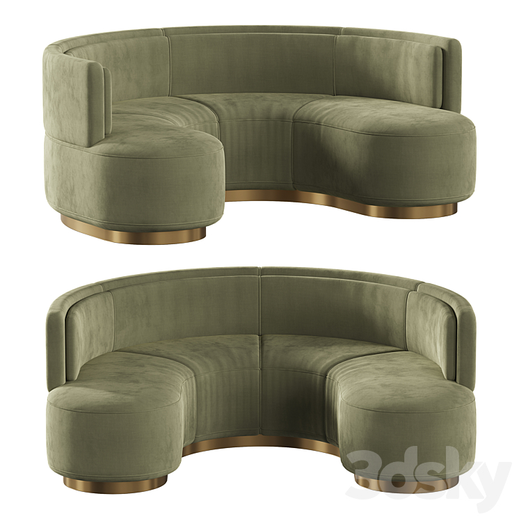 Modern Curved Sectional Sofa for Restaurant - Sofa - 3D model