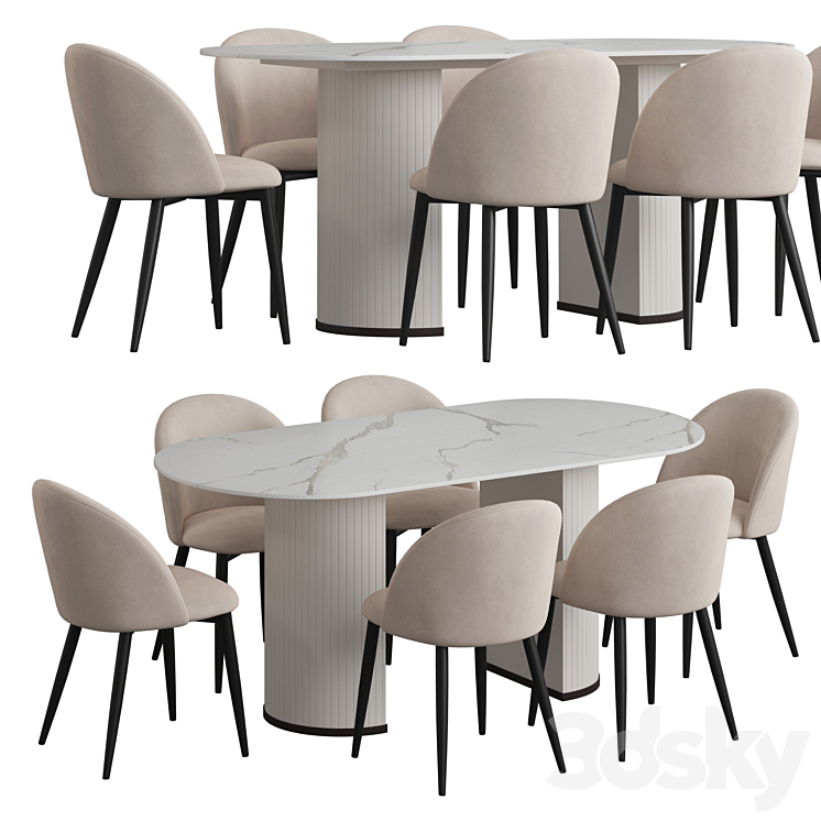 Stoolgroup Opera Lion Dining set - Table + Chair - 3D model