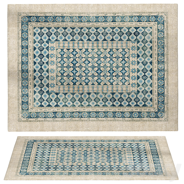 Cyrus Neutral Blue Rug - Carpets - 3D model