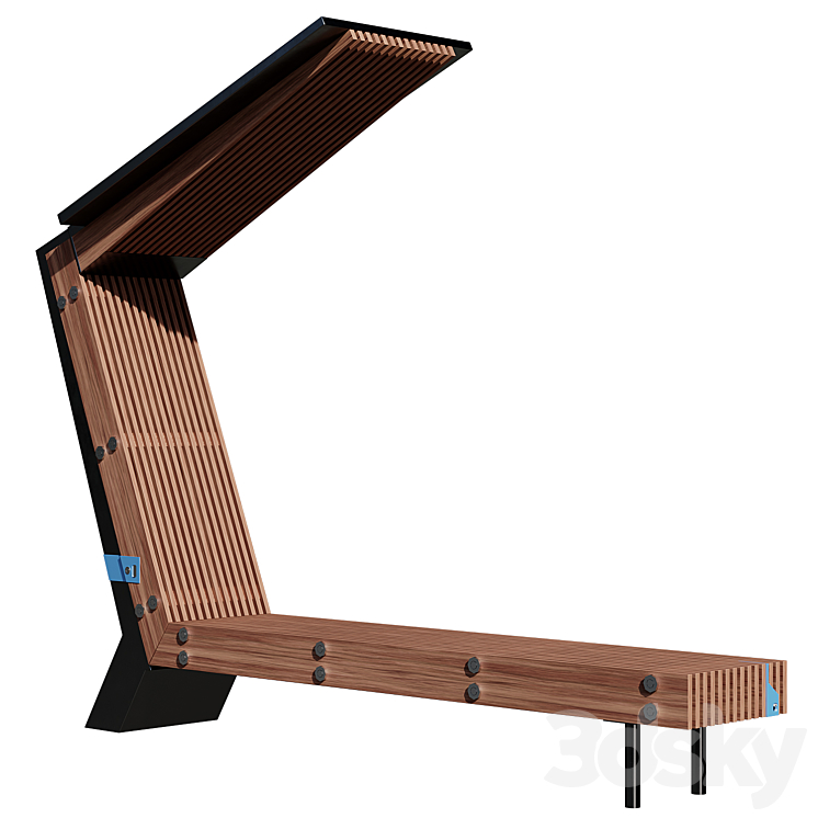 Solar bench Woody Scorpio by mmcite - Urban environment - 3D model