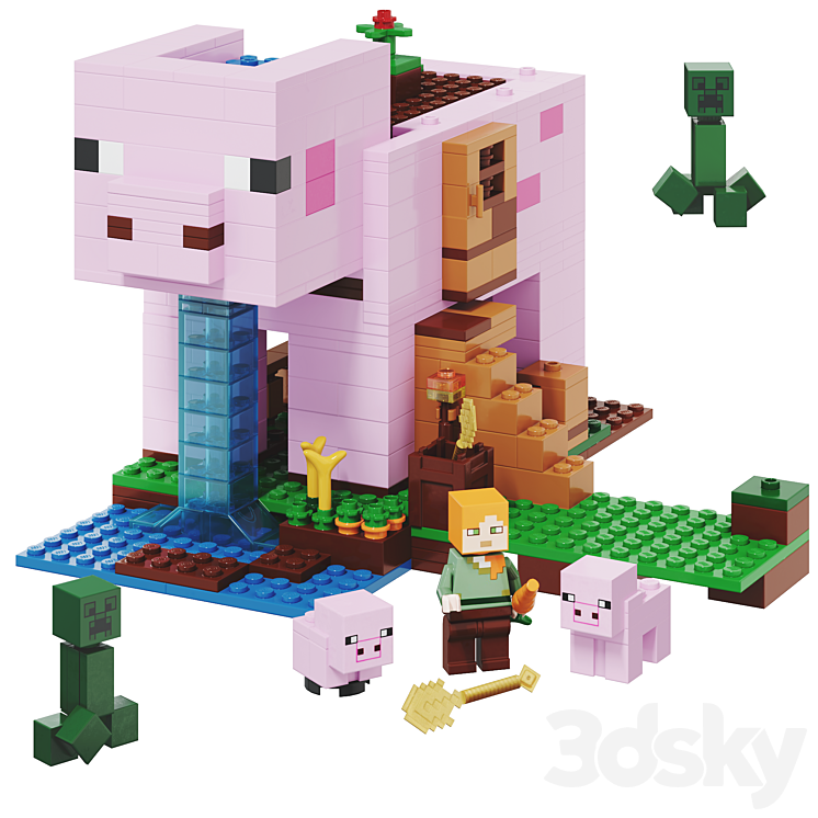 Lego Minecraft Pig House 21170 - Toy - 3D model