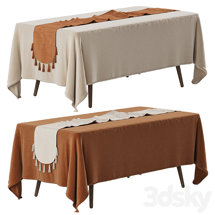 Tablecloth on the table - Table - 3D model