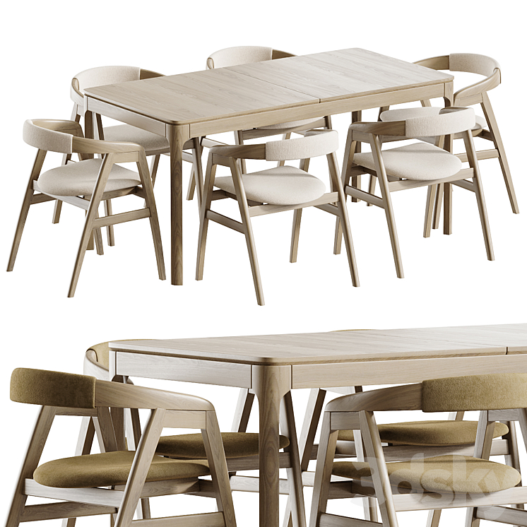 Stul Majls and Dining Table - Table + Chair - 3D model