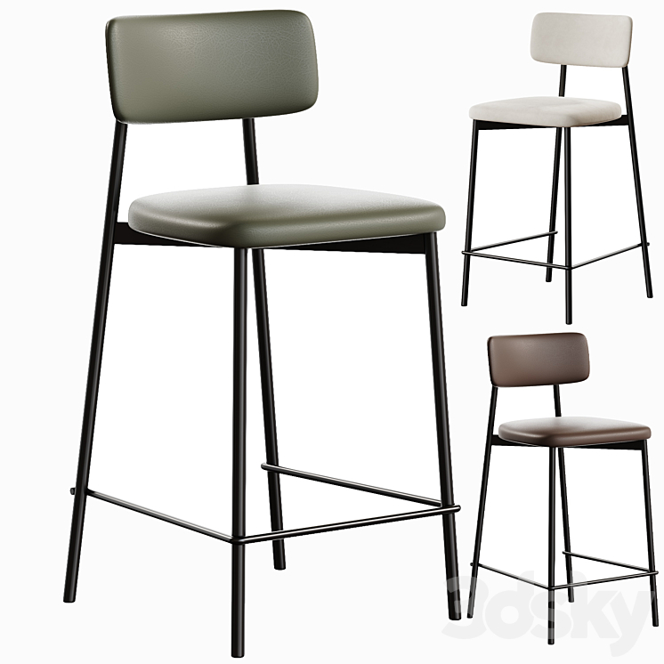 Bailey Leatherette Bar Stool - Chair - 3D model
