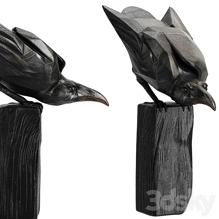 Wooden Raven - Sculpture - 3D model