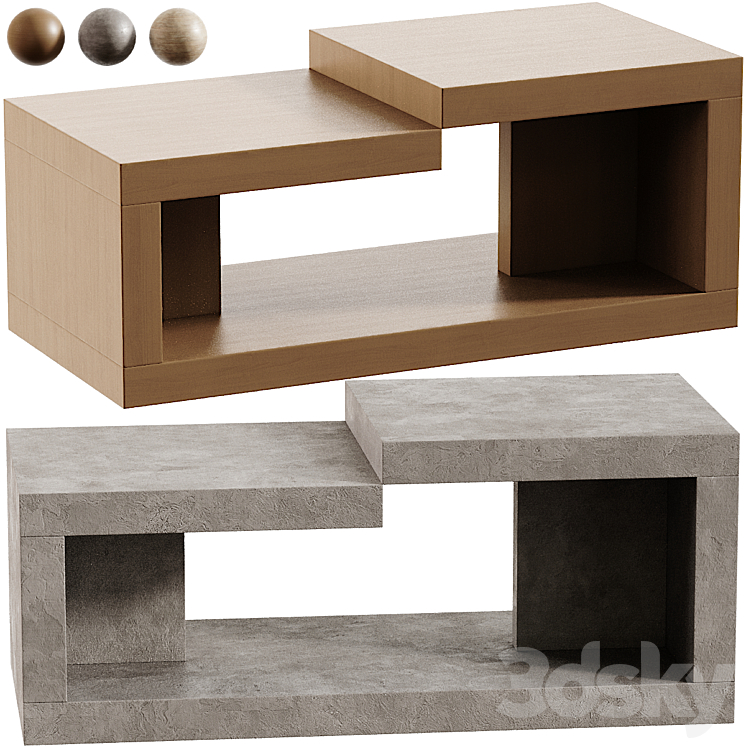 Wooden Central Table Overlap Top - Table - 3D model