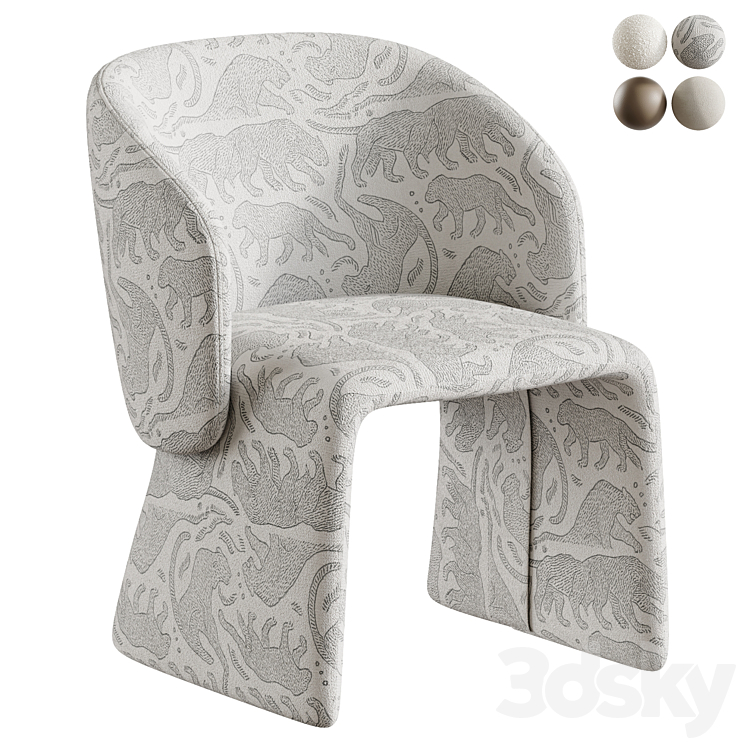 Classic Home Halstead Dining Chair in Natural Fabric - Chair - 3D model