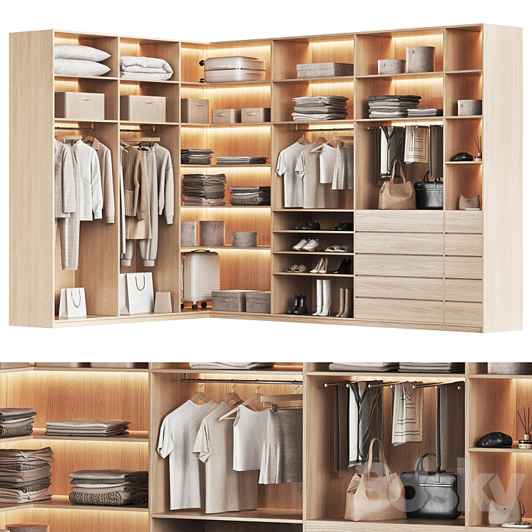 Two-wall corner basic wardrobe - Wardrobe & Display cabinets - 3D model