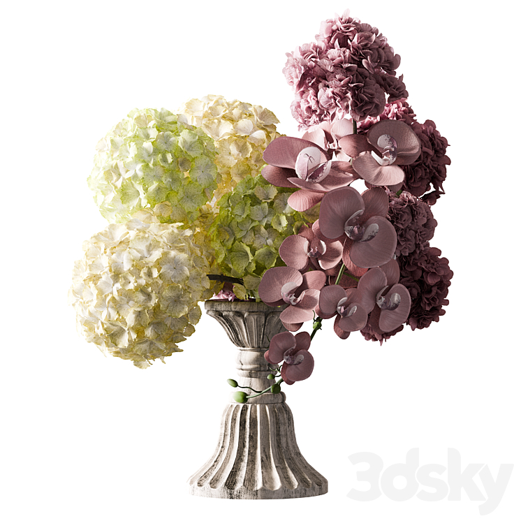 classical bouquet of yellow & pink flowers set34 - Bouquet - 3D model
