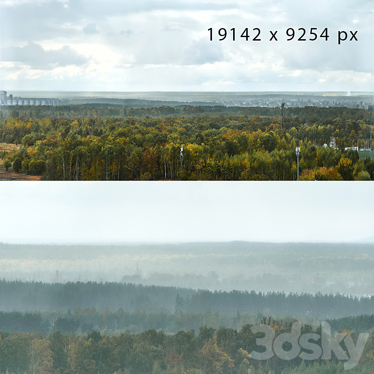 Evening panorama of Kazan. Morning. Fog. Autumn 2025. - Panorama - 3D model