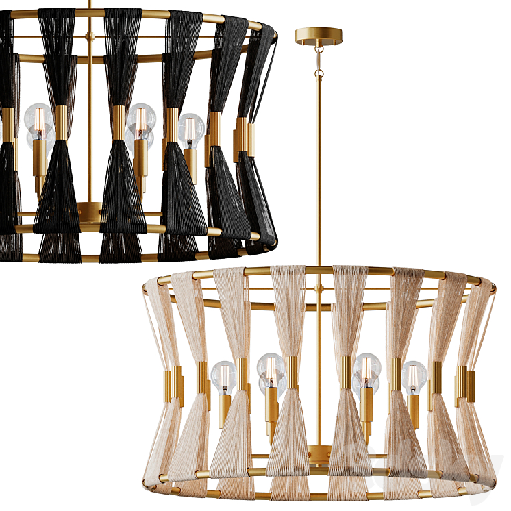 Capital Lighting Bleached Natural Rope and Black Rope Drum Pendan ...