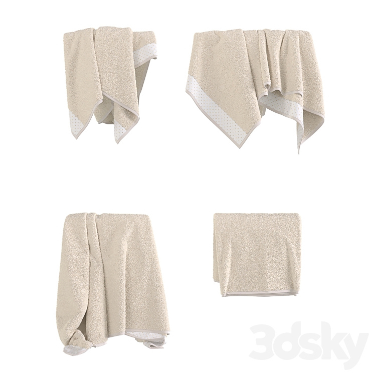 Rectangular bath towels - Bathroom accessories - 3D model