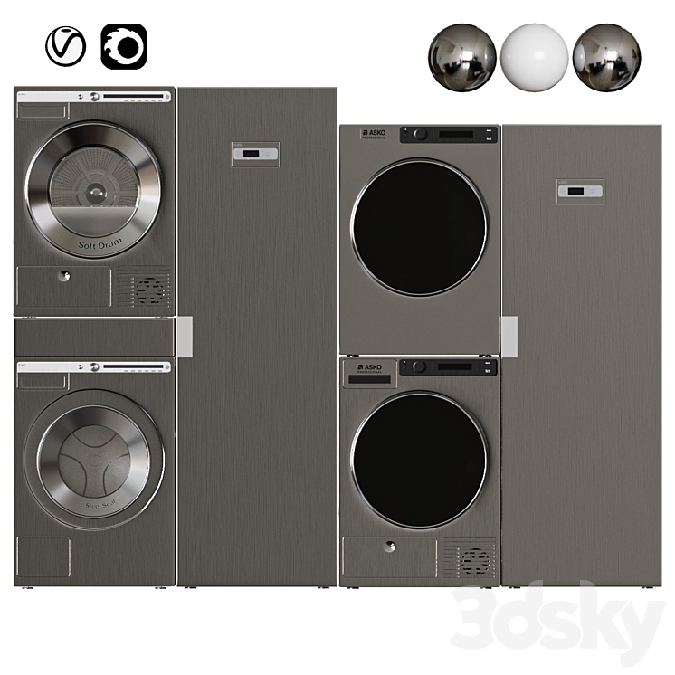 Set of Asko Washing Machine - Household appliance - 3D model