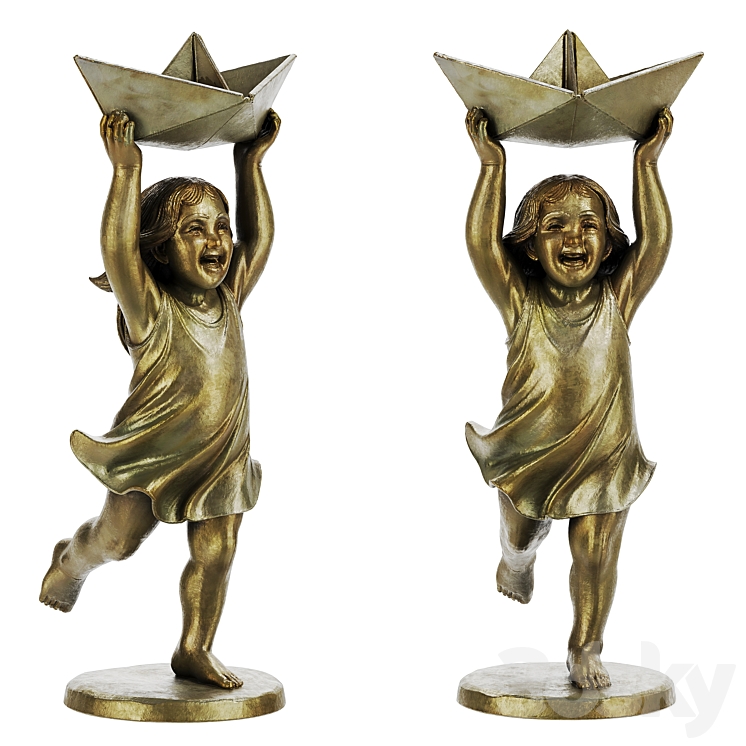 Joyful Girl Statue - Sculpture - 3D model