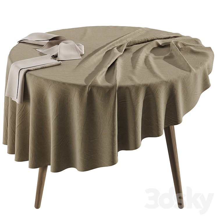 Tablecloth on the table - Table - 3D model
