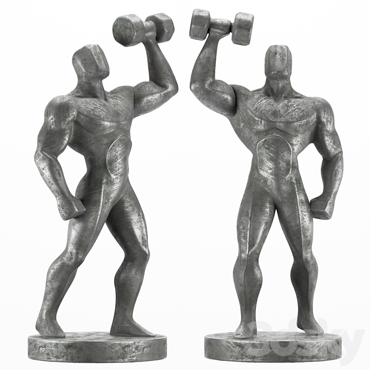 Strength Statue With Dumbbells - Sculpture - 3D model