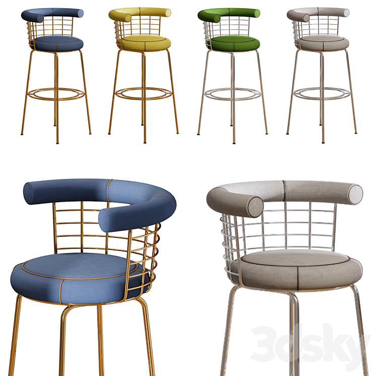 Mezzo Collection Bar Stool - Chair - 3D model